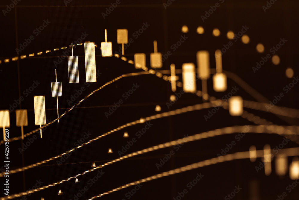 Stock market data on digital LED display. Fundamental and technical ...