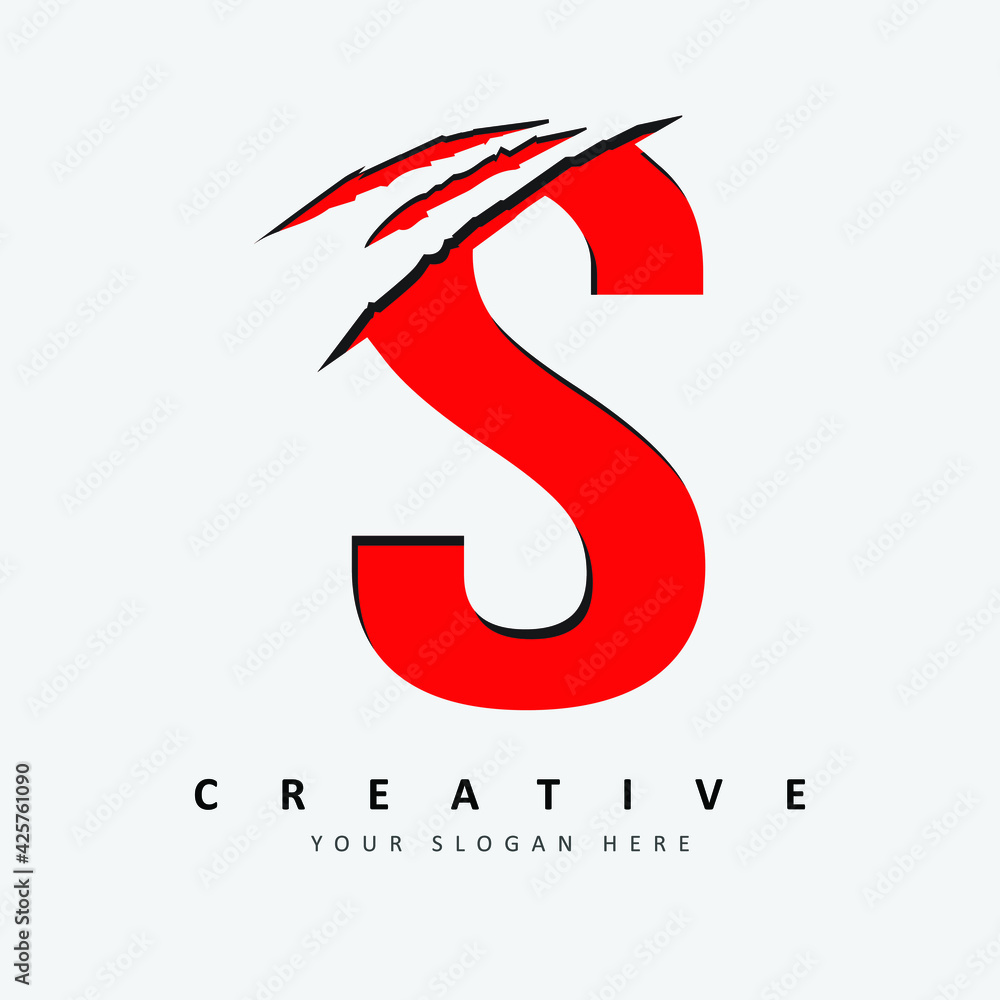 Letter S Logo Design With Red Claw Scratch Vector Illustration Stock ...