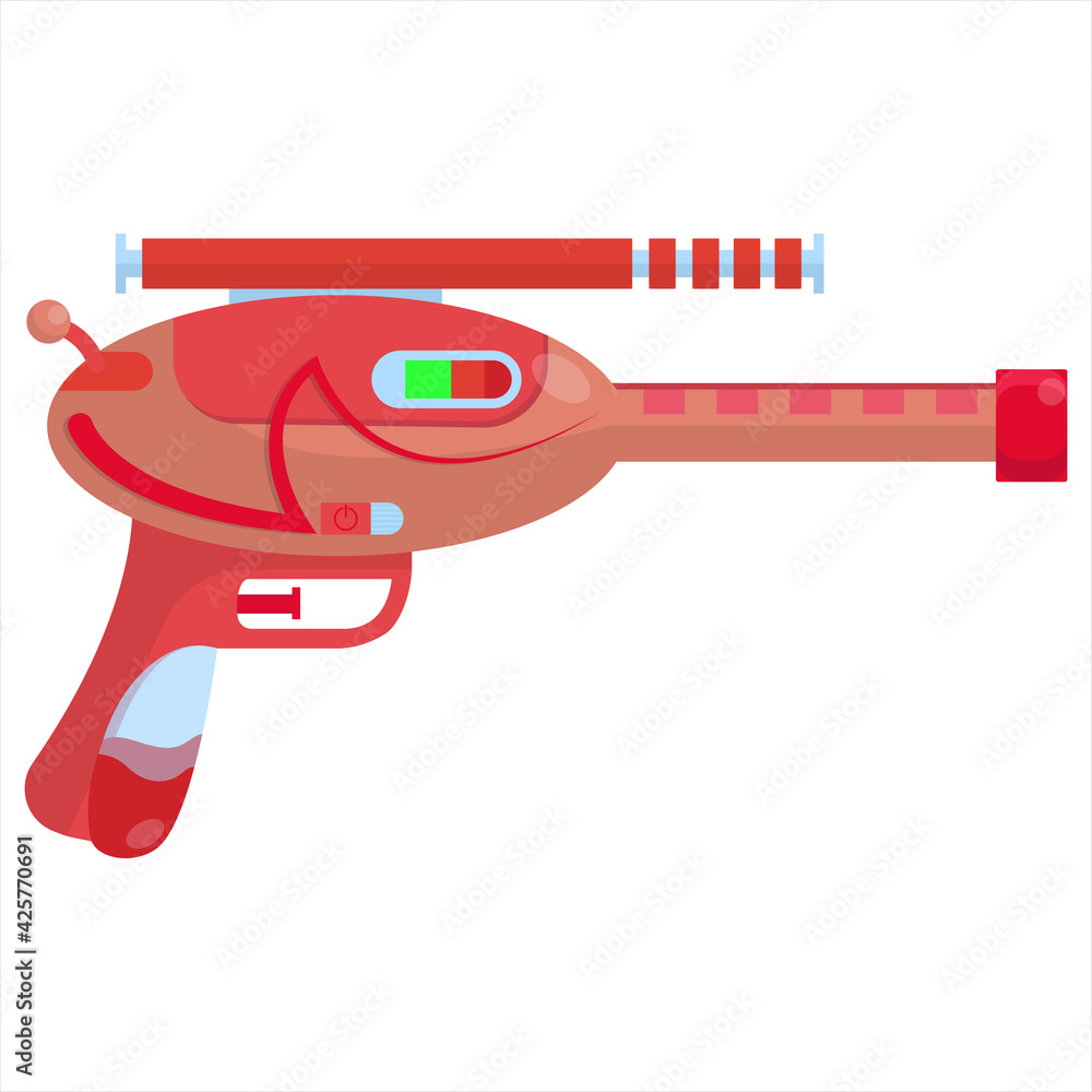 Vector concept illustration of a blaster. a bright drawing in the ...
