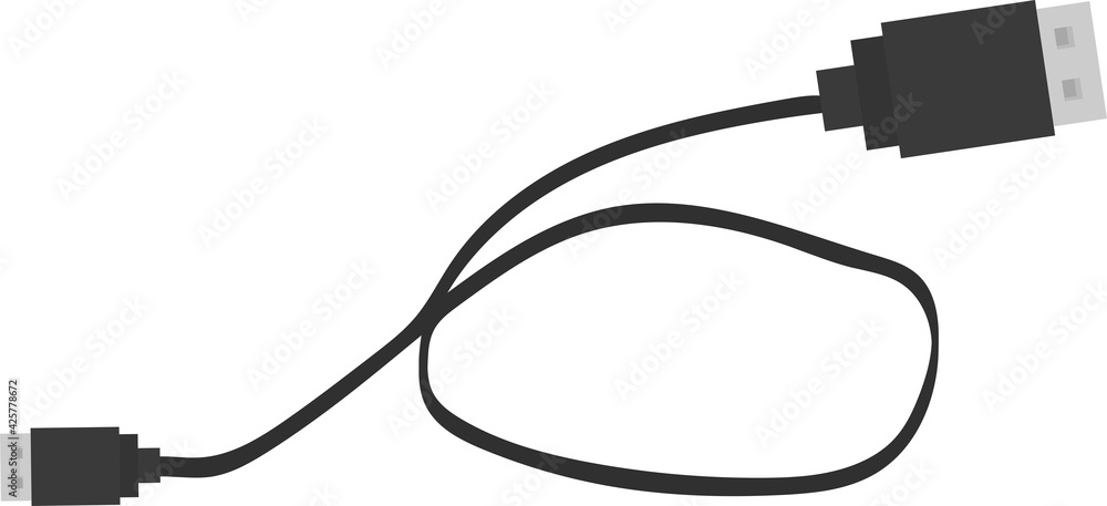 Vector emoticon illustration of a usb cable Stock Vector | Adobe Stock