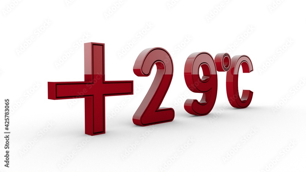 Temperature "° C". 3d color glossy font. Numbers and marks on a white ...