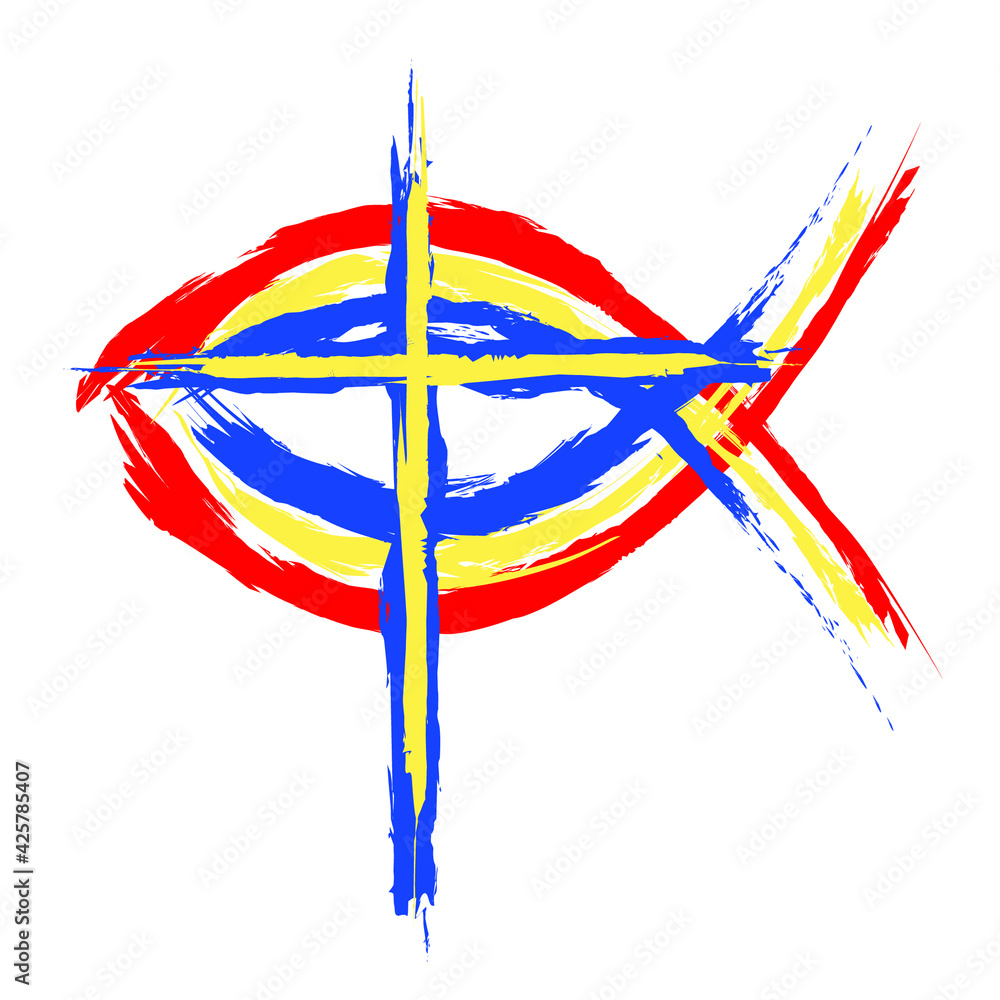 An abstract vector illustration of the ichthus a Christian emblem ...