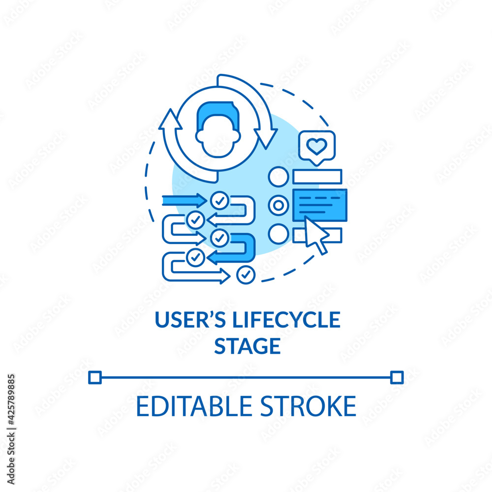 User lifecycle stage blue concept icon. Company marketing strategy ...