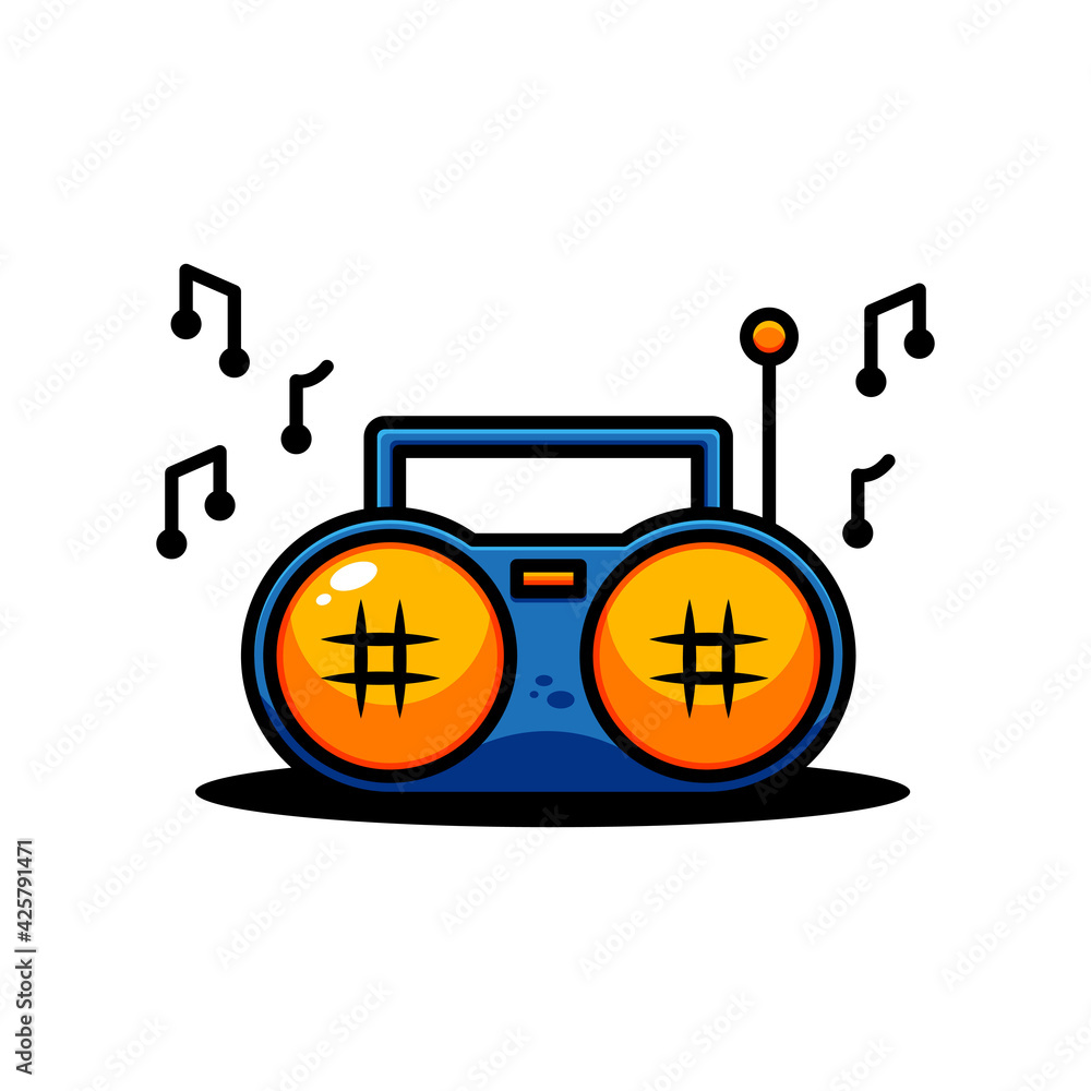 vector radio illustration design. The radio with an outline is suitable ...