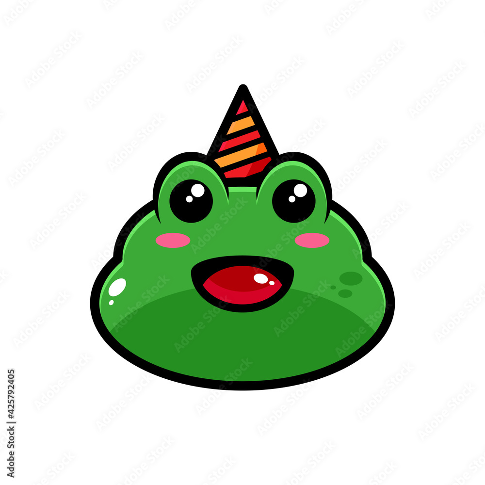 vector happy frog illustration design. The happy frog with an outline ...