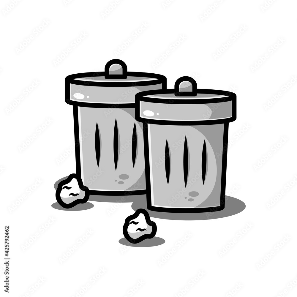 vector garbage illustration design. The garbage with an outline is ...