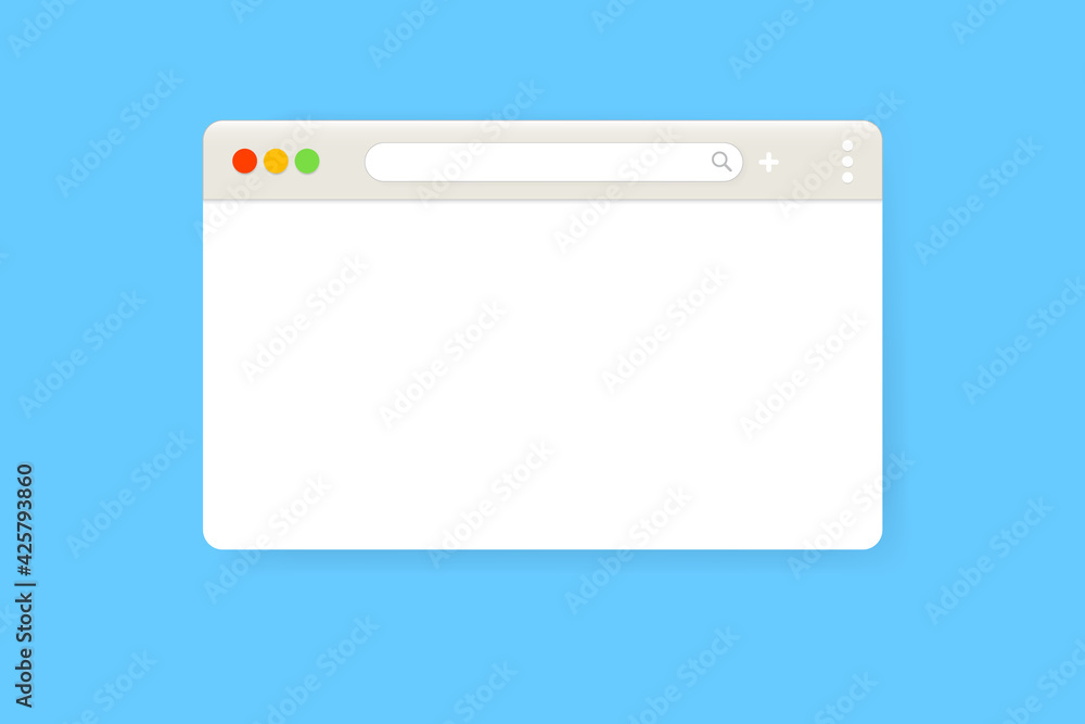 Modern web browser window design isolated on blue background. Web ...