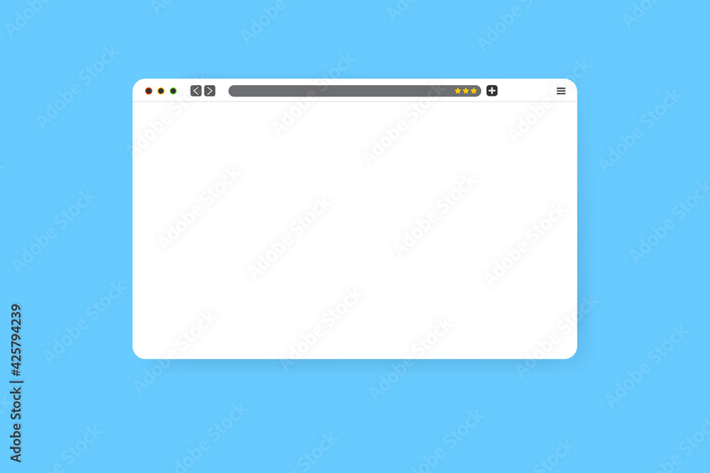Modern web browser window design isolated on blue background. Web ...