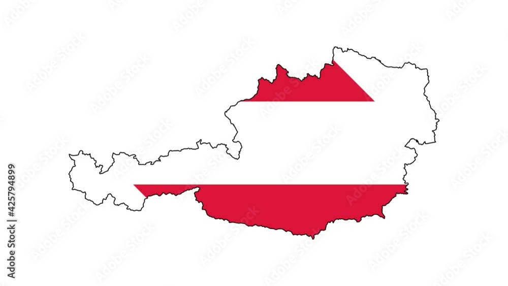 Austria Map Outline Country Border on white background. Appearance ...