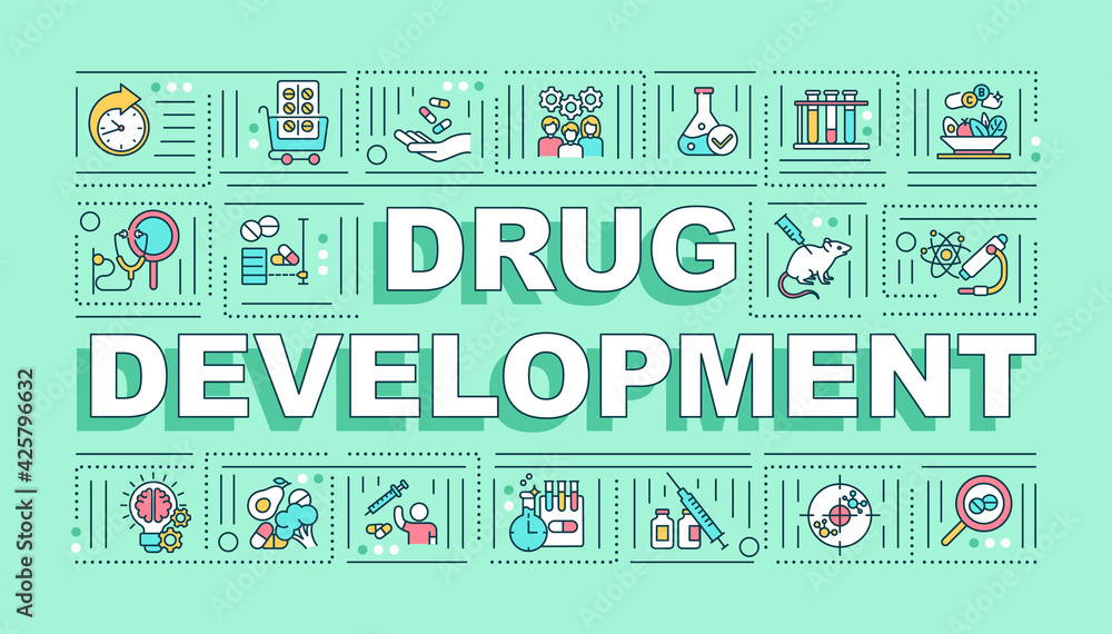 Vecteur Stock Drug development word concepts banner. Medications ...