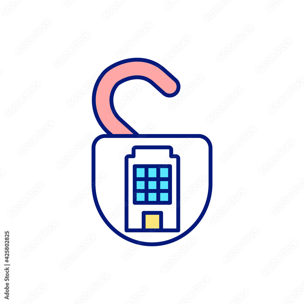 Building and property security measures RGB color icon. Unauthorized ...