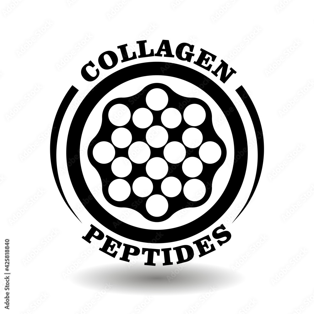 Circle vector icon of Collagen peptide molecule sign for anti-aging ...