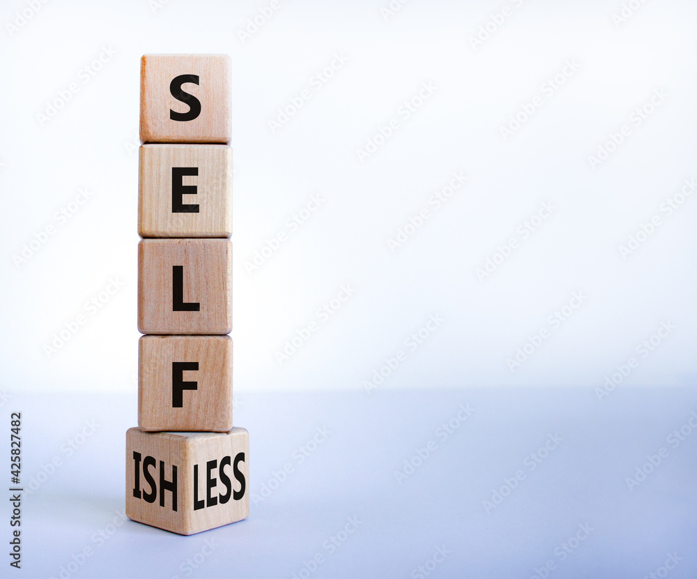 Selfish or selfless symbol. Turned cubes and changed the word 'selfish ...