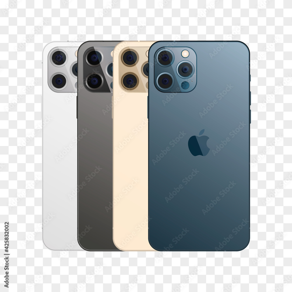 Apple iPhone 13 Pro Max in four colors. Iphone mockup set. the back of ...