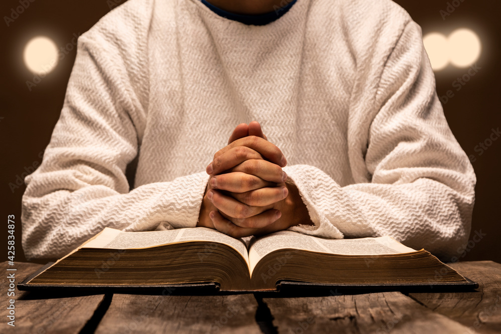 Jesus Christ praying at night Stock Photo | Adobe Stock