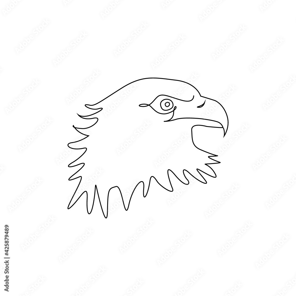 Minimalist One Line Head of Eagle Icon. Line drawing birds tattoo ...