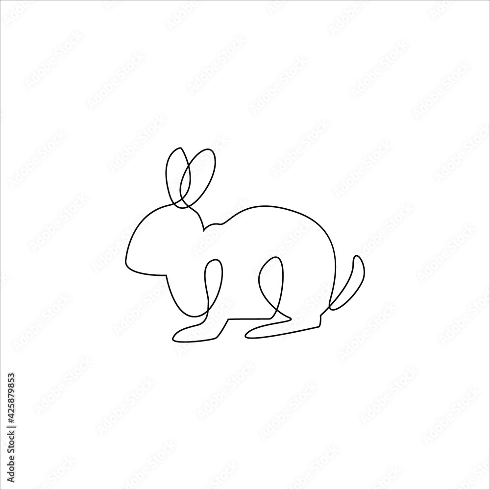 Minimalist One Line Rabbit Icon. Line drawing rabbit tattoo. Farm ...