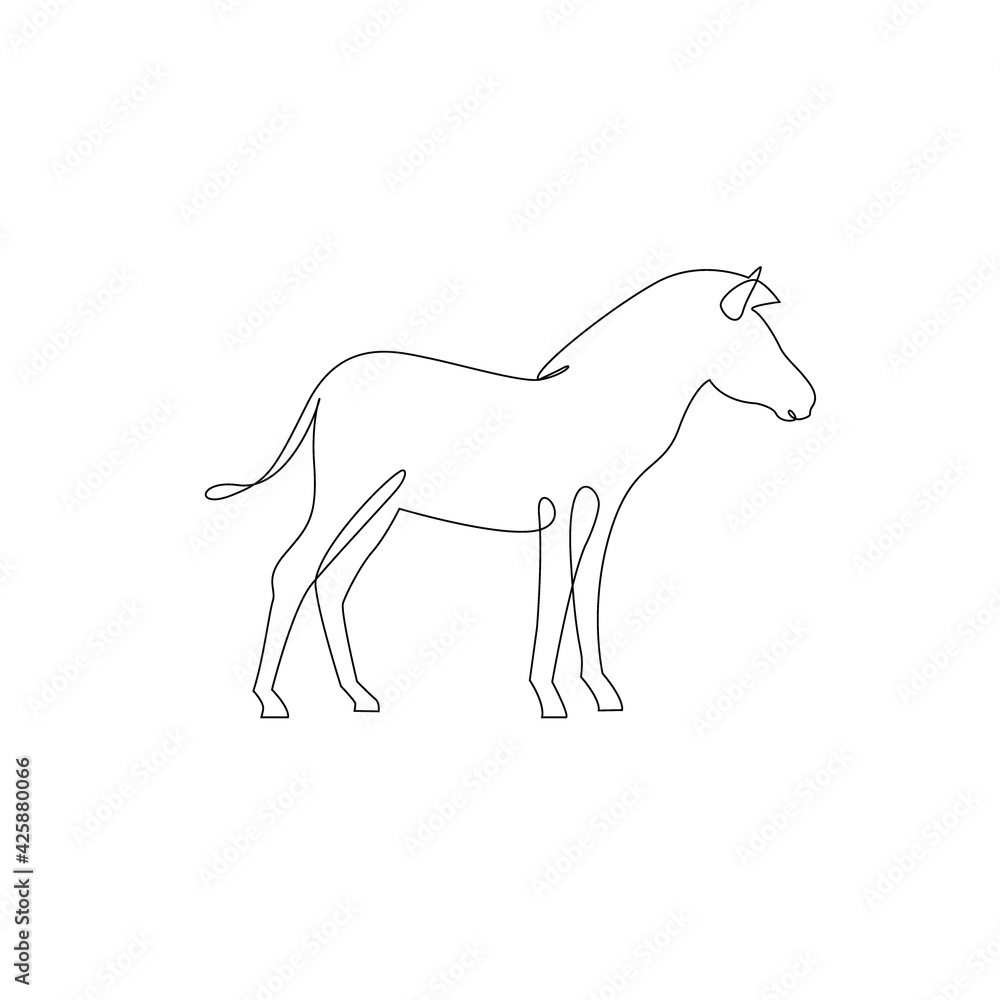 Minimalistic One Line Zebra Icon. Line drawing animal tattoo. Zebra one ...