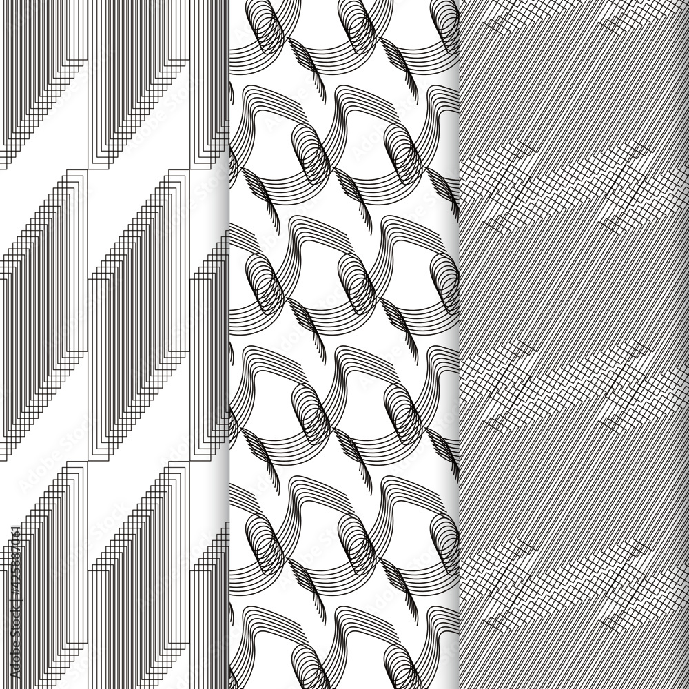 varios patrones con líneas rectas y curvas y rectángulos Stock Vector ...