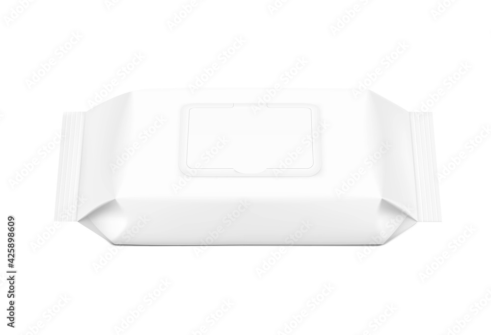 Wet wipe flow packs with realistic transparent shadows white background ...
