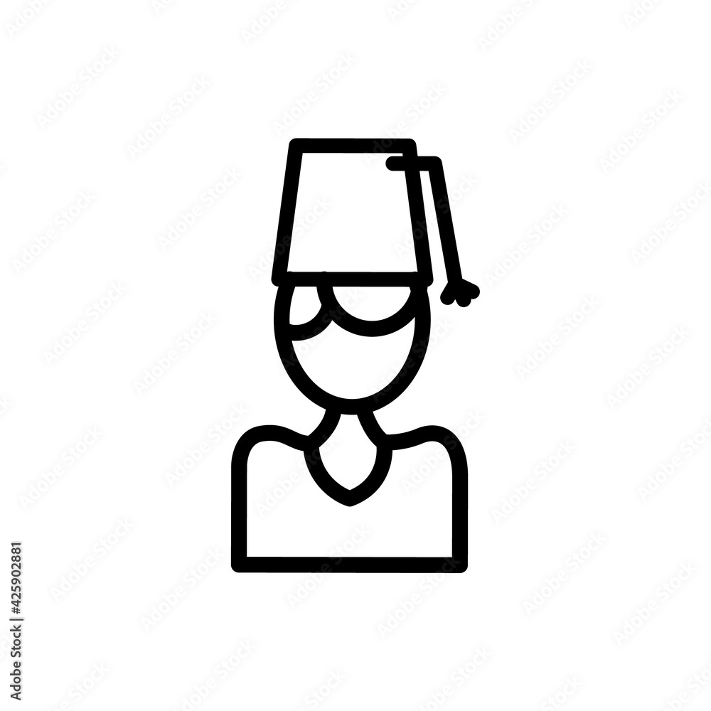 Islamic muslim people wear prayer cap icon simple and minimalist in ...