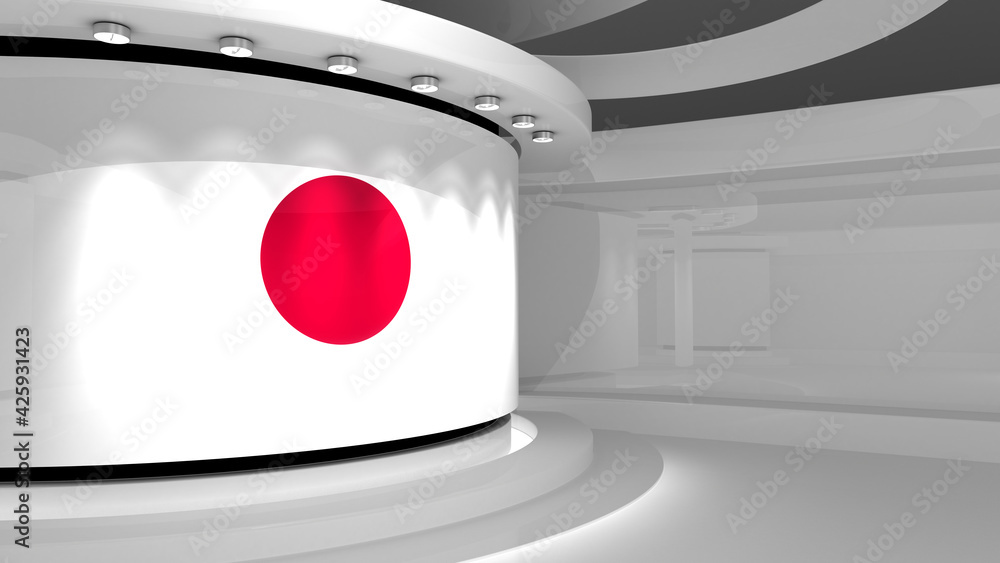 Japan. Japanese flag background. TV studio. News studio. The perfect ...