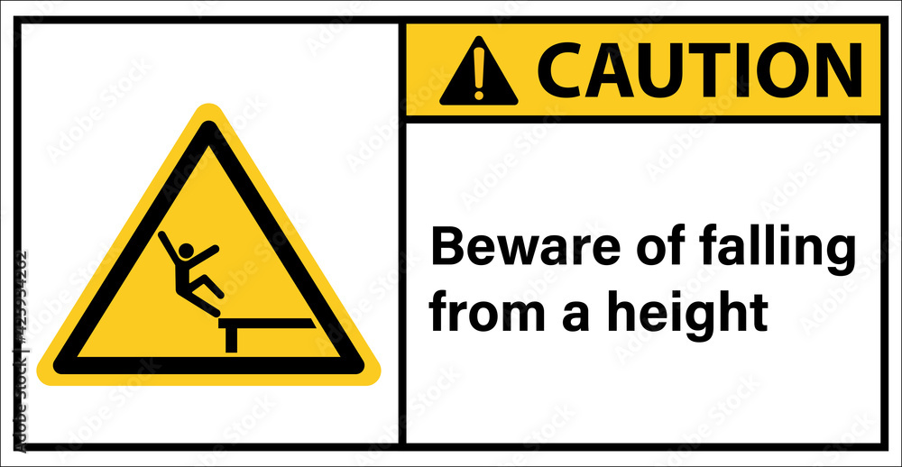 Different types of warning signs, beware of falling from a height ...