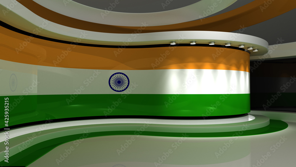 India. Indian flag background. TV studio. News studio. The perfect ...