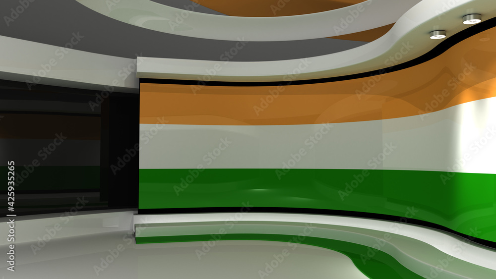 India. Indian flag background. TV studio. News studio. The perfect ...