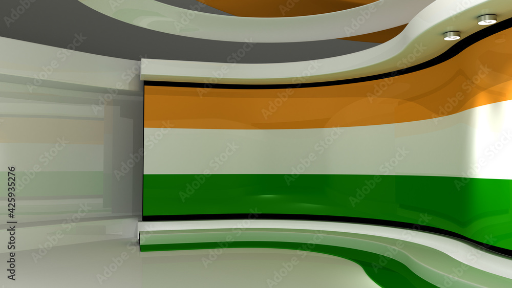 India. Indian flag background. TV studio. News studio. The perfect ...