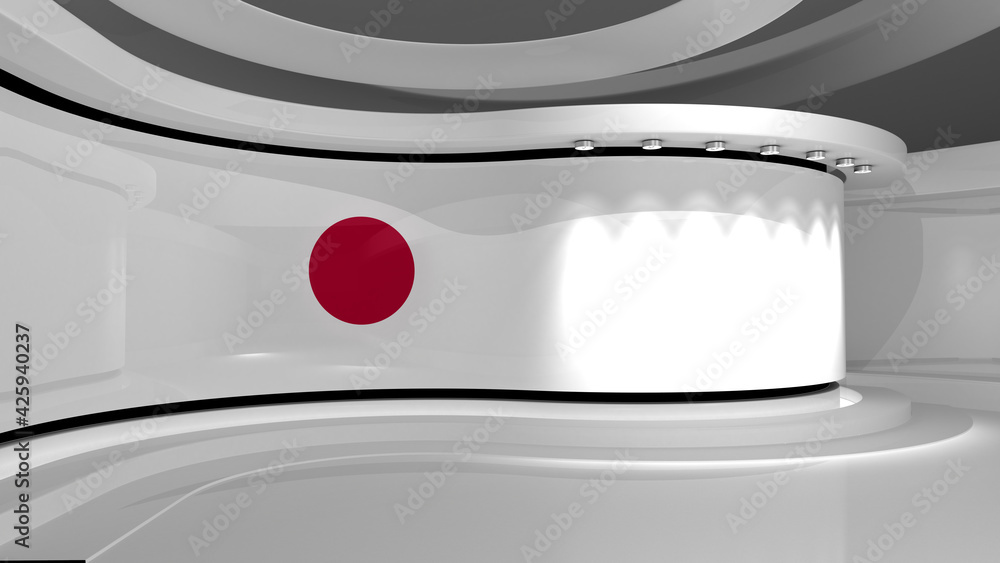 Japan. Japanese flag background. TV studio. News studio. The perfect ...