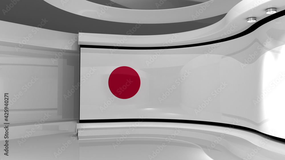 Japan. Japanese flag background. TV studio. News studio. The perfect ...