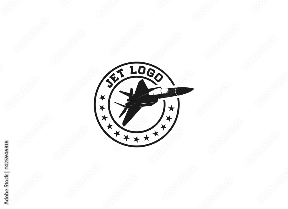 jet logo in addition to an illustration of a jet flying at high speed ...