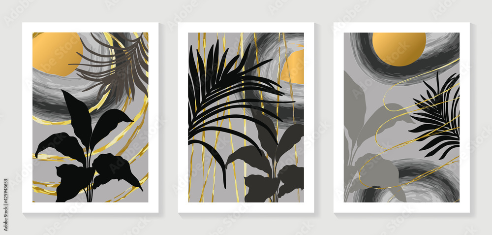 Abstract art leaf background vector. Organic abstract art style ...