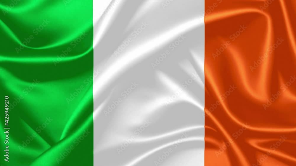 Irish Waving Flag on 4K Motion Footage. National Flag Animated Fabric ...
