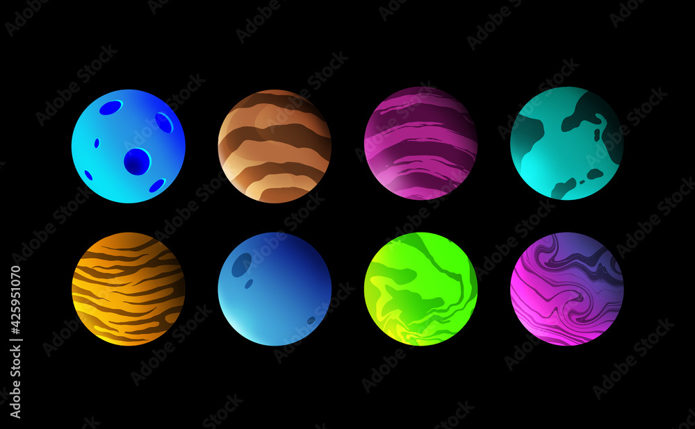solar system illustration with the planetary object at night. galaxy of ...