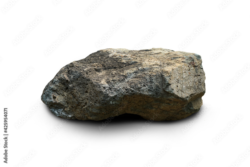 Basalt rock stone on white background. Basalt is a dark-colored, fine ...