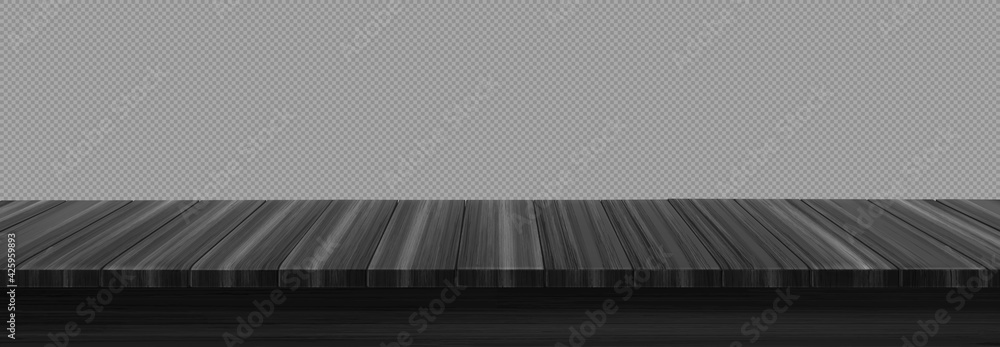 Wooden table foreground, wood tabletop front view, black with grey ...