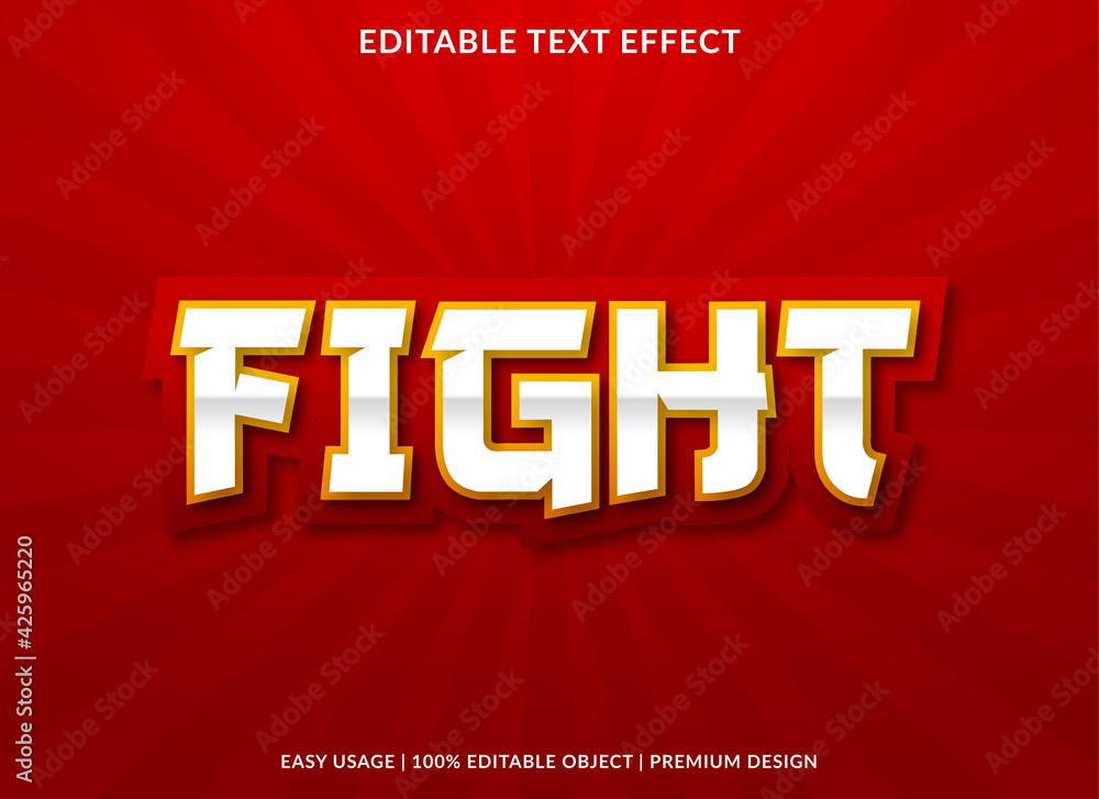 fight text effect template design with modern and abstract style use ...