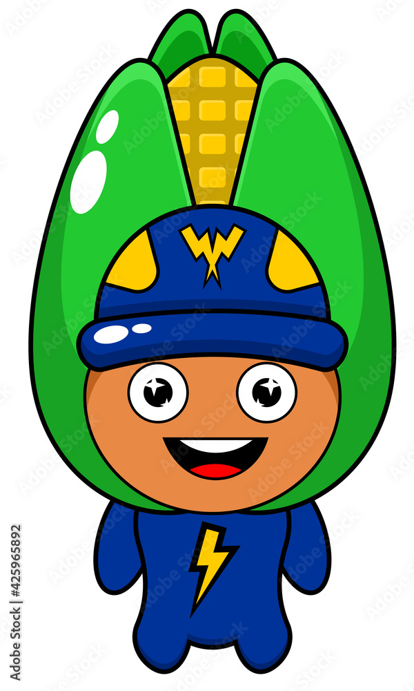 cartoon illustration of the character electric corn mascot costume ...