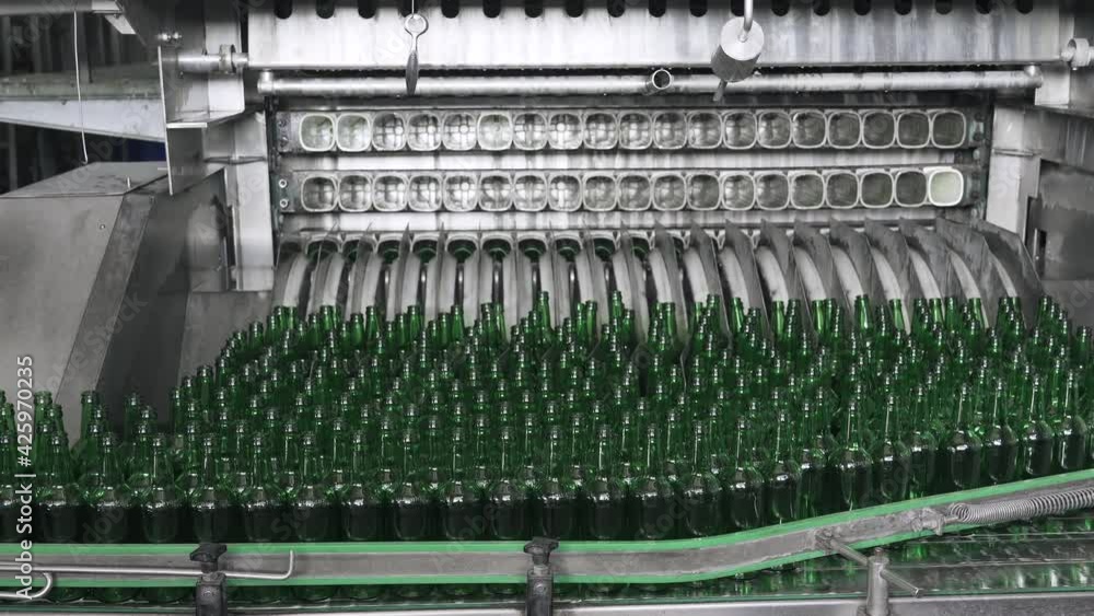 The technological process of washing bottles in the washing machine ...