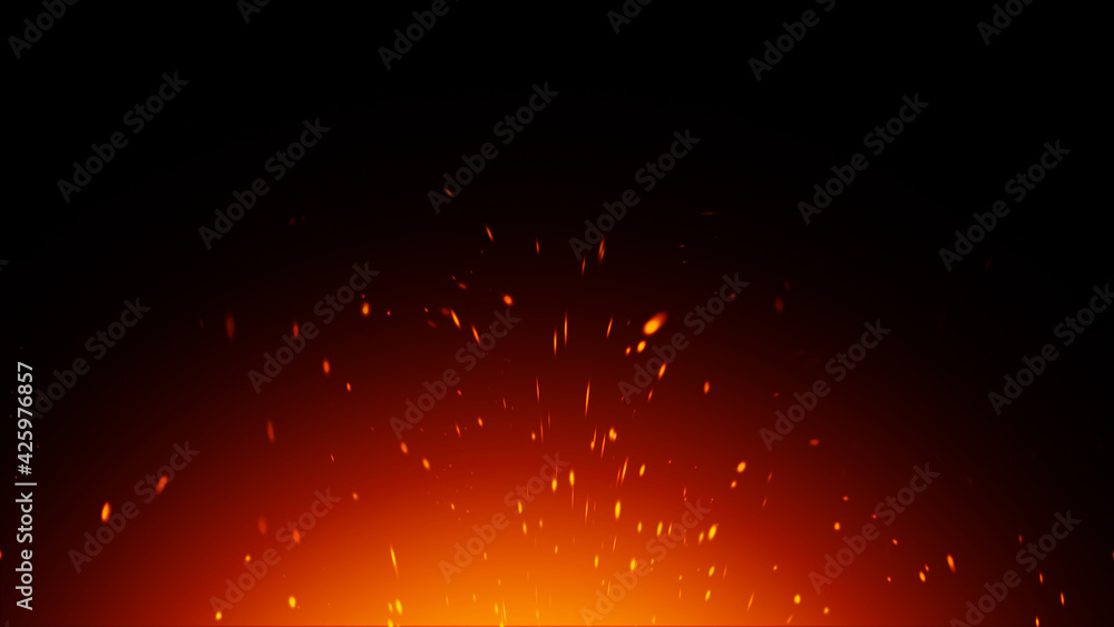 Perfect fire particles embers sparks on isolated black background ...