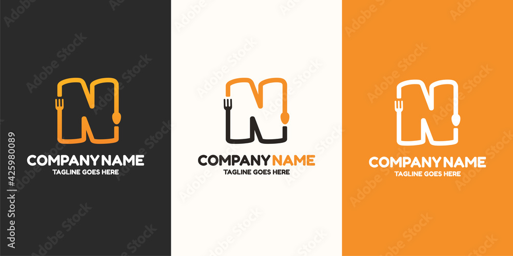 Initial letter N food Logo Design Template. Illustration vector graphic ...