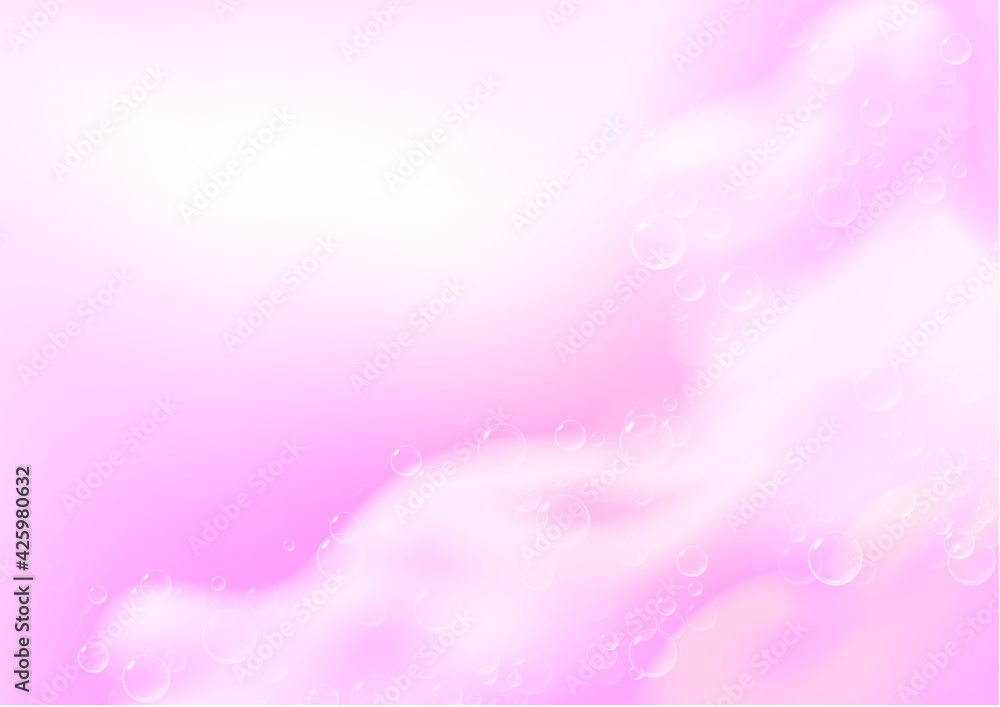 Beautiful bright background with Bath pink foam and empty place for ...