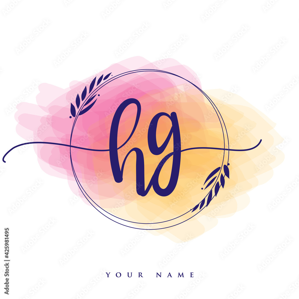 HG Initial handwriting logo. Hand lettering Initials logo branding ...