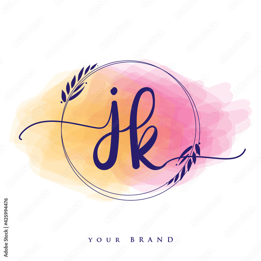 JK Initial handwriting logo. Hand lettering Initials logo branding ...