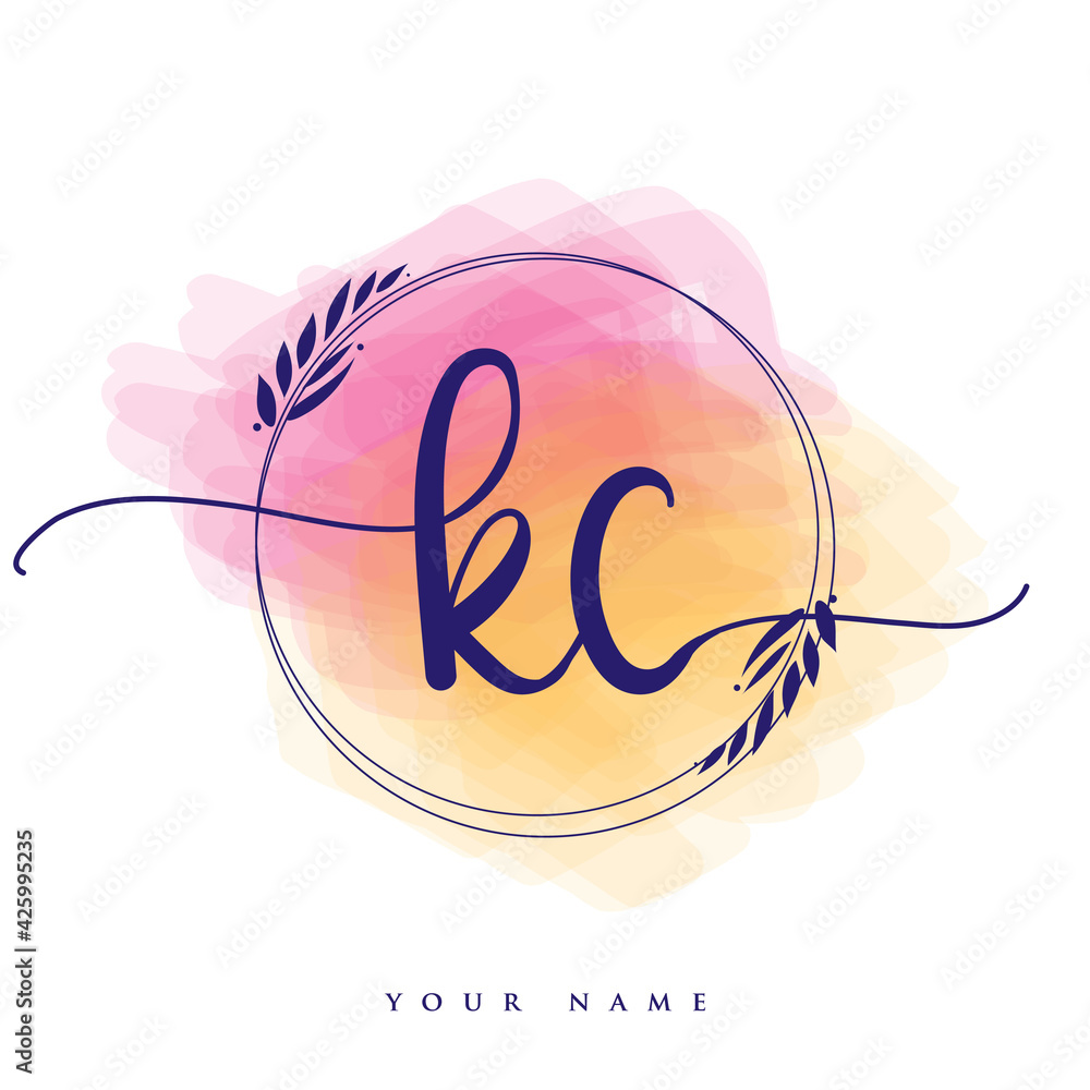 KC Initial handwriting logo. Hand lettering Initials logo branding ...