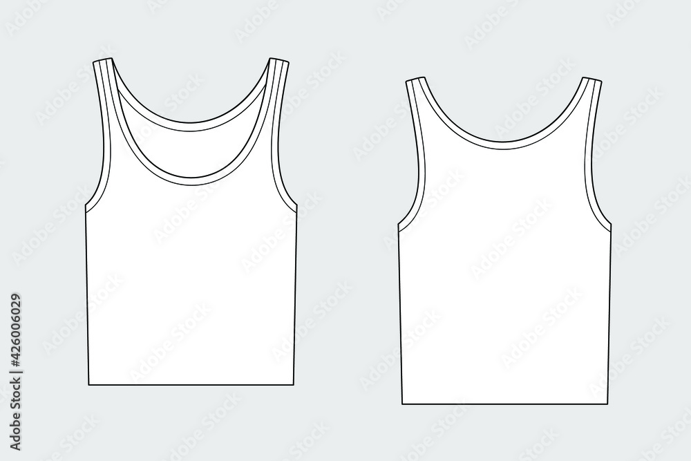 Female tank top vector template isolated on a grey background. Front ...