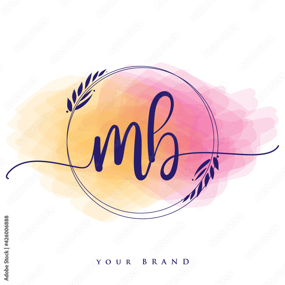 MB Initial handwriting logo. Hand lettering Initials logo branding ...