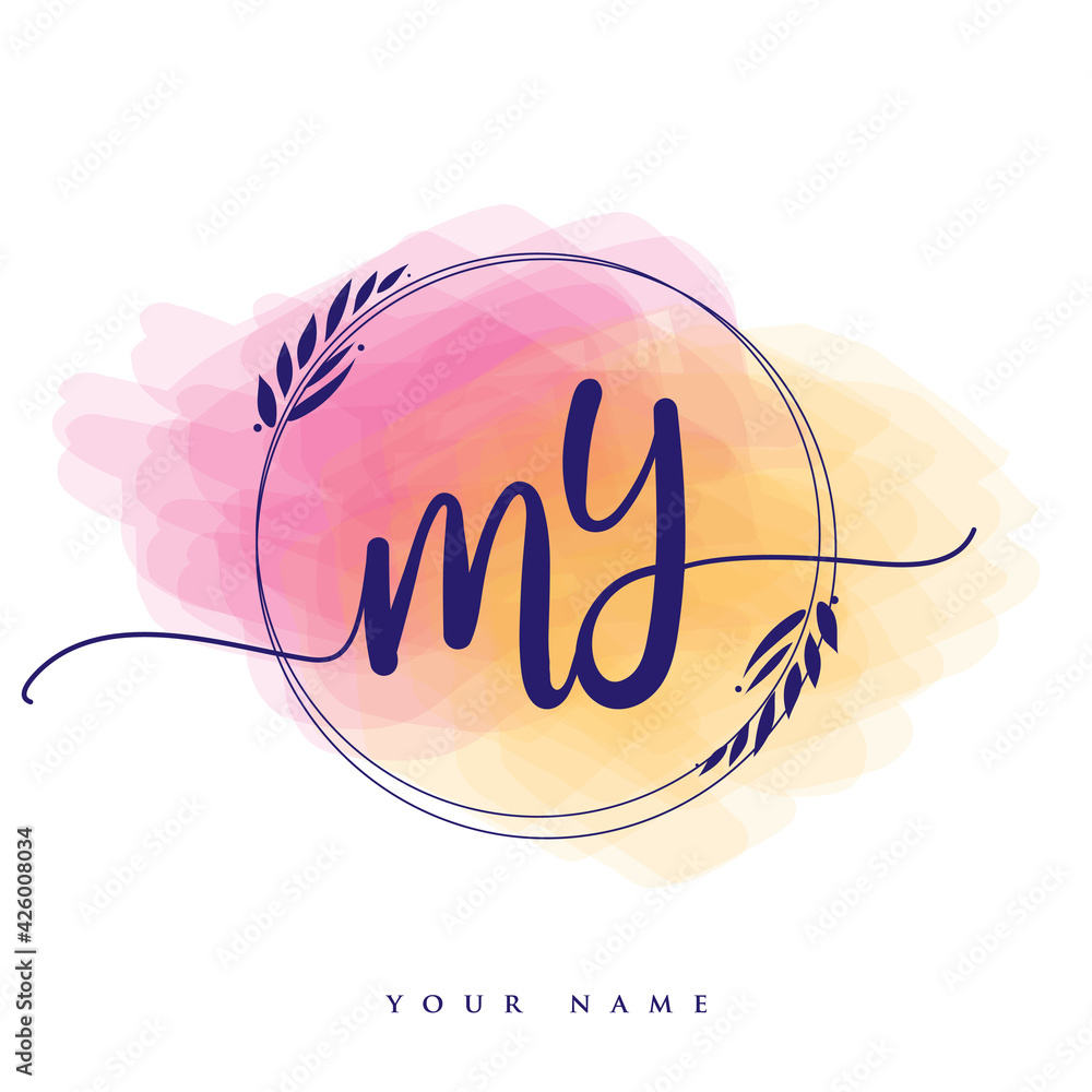 MY Initial handwriting logo. Hand lettering Initials logo branding ...